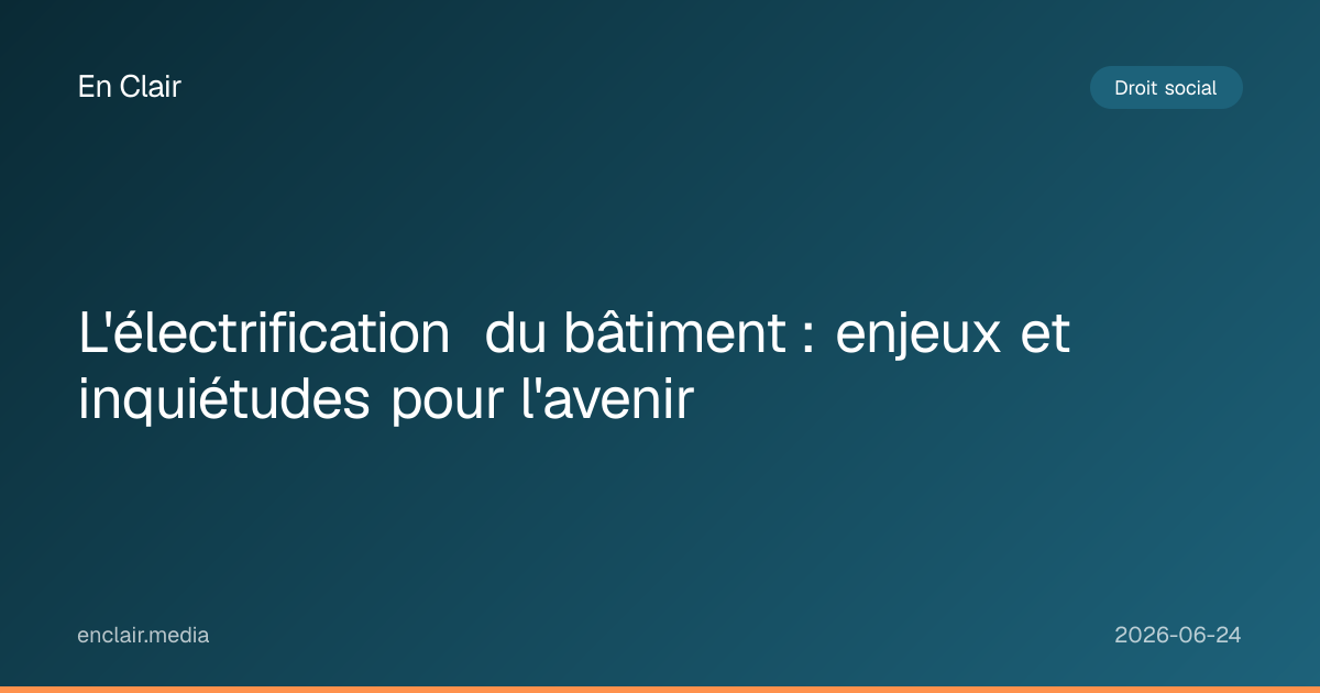 L'électrification du bâtiment : enjeux et inquiétudes pour l'avenir ...