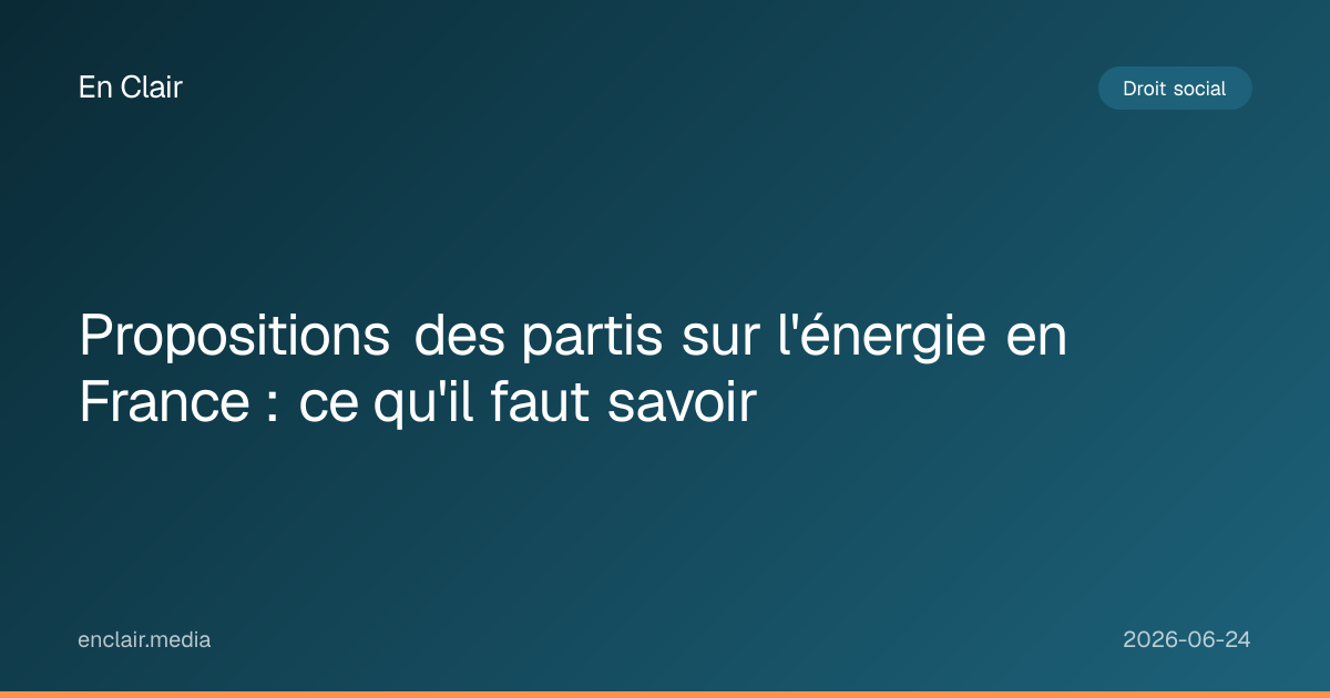 Propositions des partis sur l'énergie en France : ce qu'il faut savoir ...